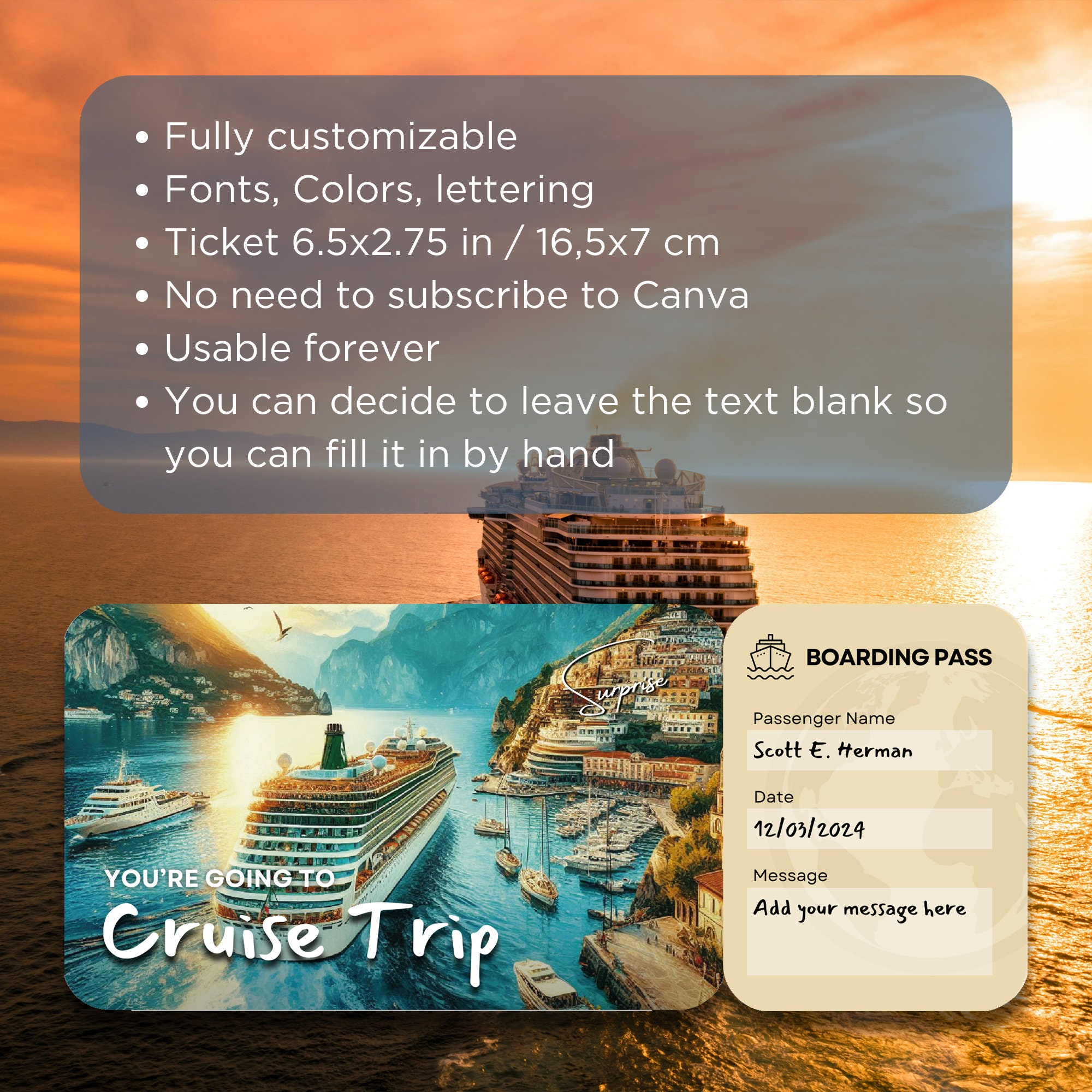 Cruise Ship Ticket, Boarding Pass, Travel Ticket, Boarding Ticket, Cruise Vacation, Cruise ...