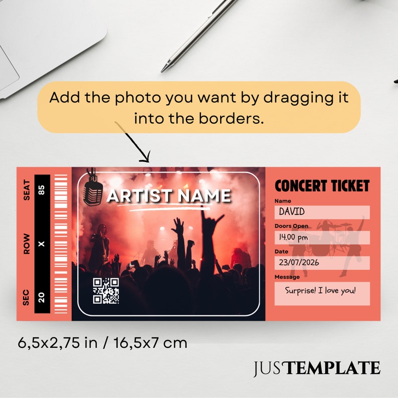 Concert Ticket Template, Printable Live Concert Tickets, Event Ticket ...