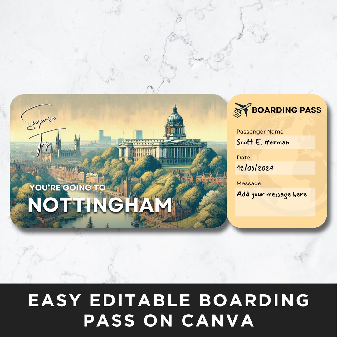 Nottingham Plane Ticket Template, Boarding Pass Ticket Template ...