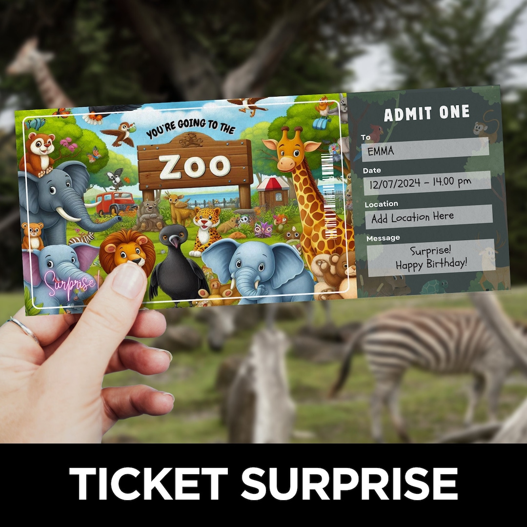 Zoo Ticket Template, Printable Event Ticket, Safari Park, Gift Voucher ...
