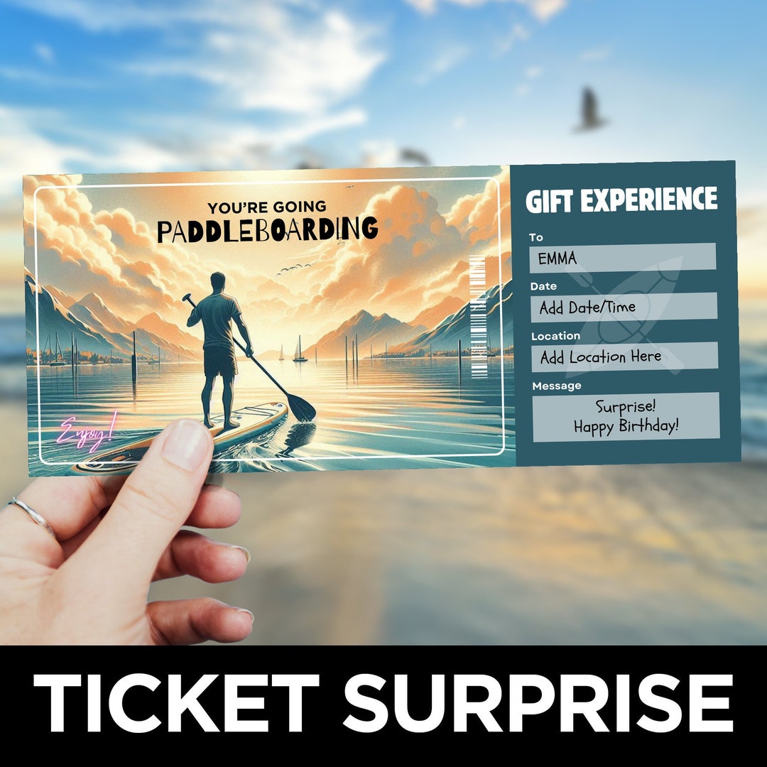 Paddleboarding Ticket Template, Water Sport Voucher, Printable Sup ...