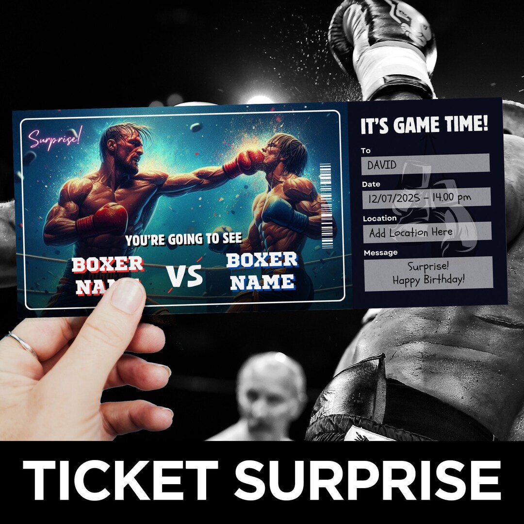 Boxing Ticket Template Printable – Sports Event Invite, Boxing Match ...