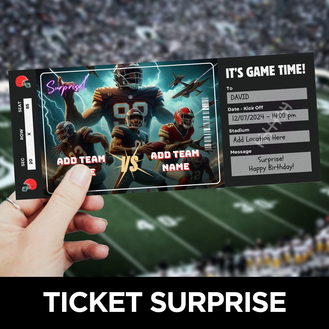 Nfl Ticket Template, Football Game Ticket, American Football Ticket ...