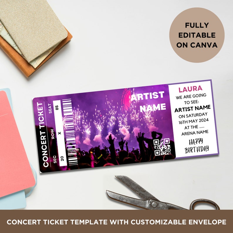 Concert Ticket Template, Event Ticket, Concert Tour Ticket, Live ...