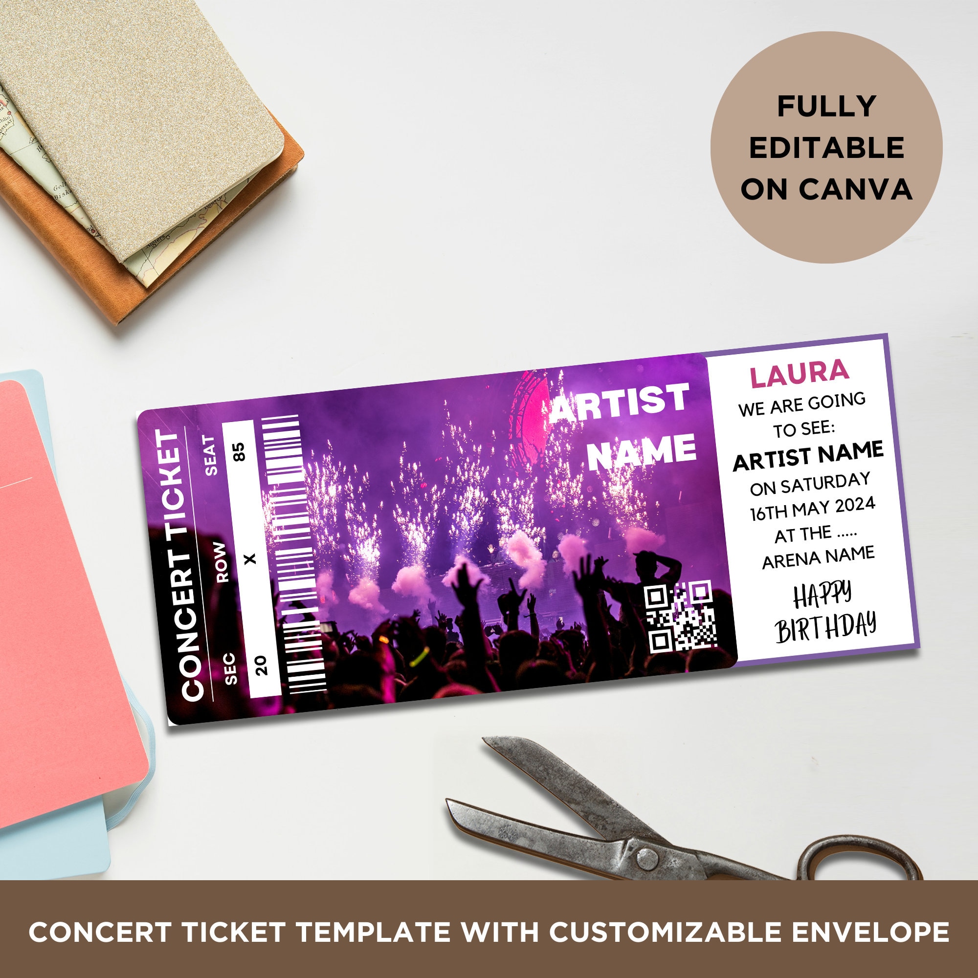 Concert Ticket Template, Event Ticket, Concert Tour Ticket, Live ...