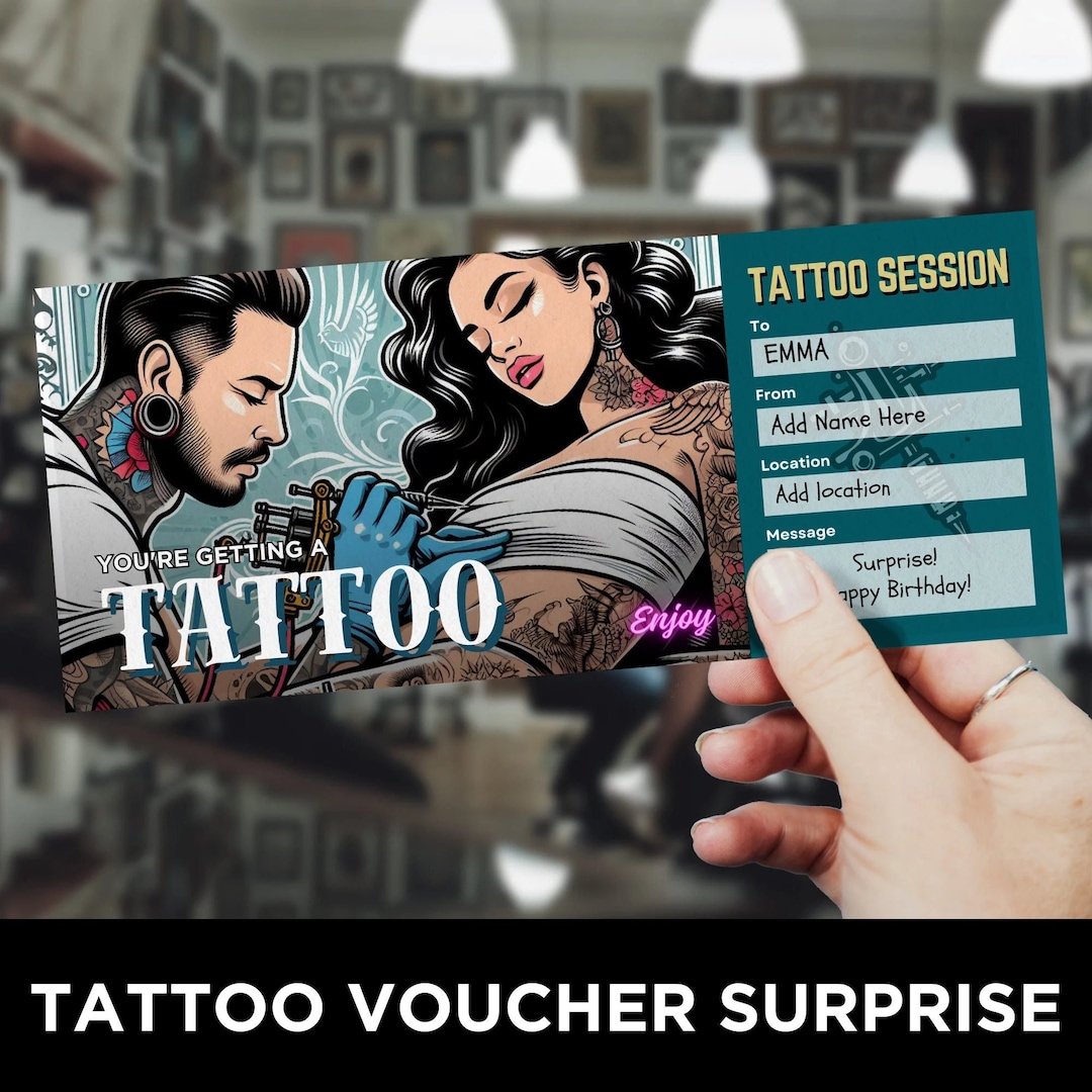 Tattoo Voucher Template, Tattoo Ticket, Ticket Surprise, Tattoo Lover ...