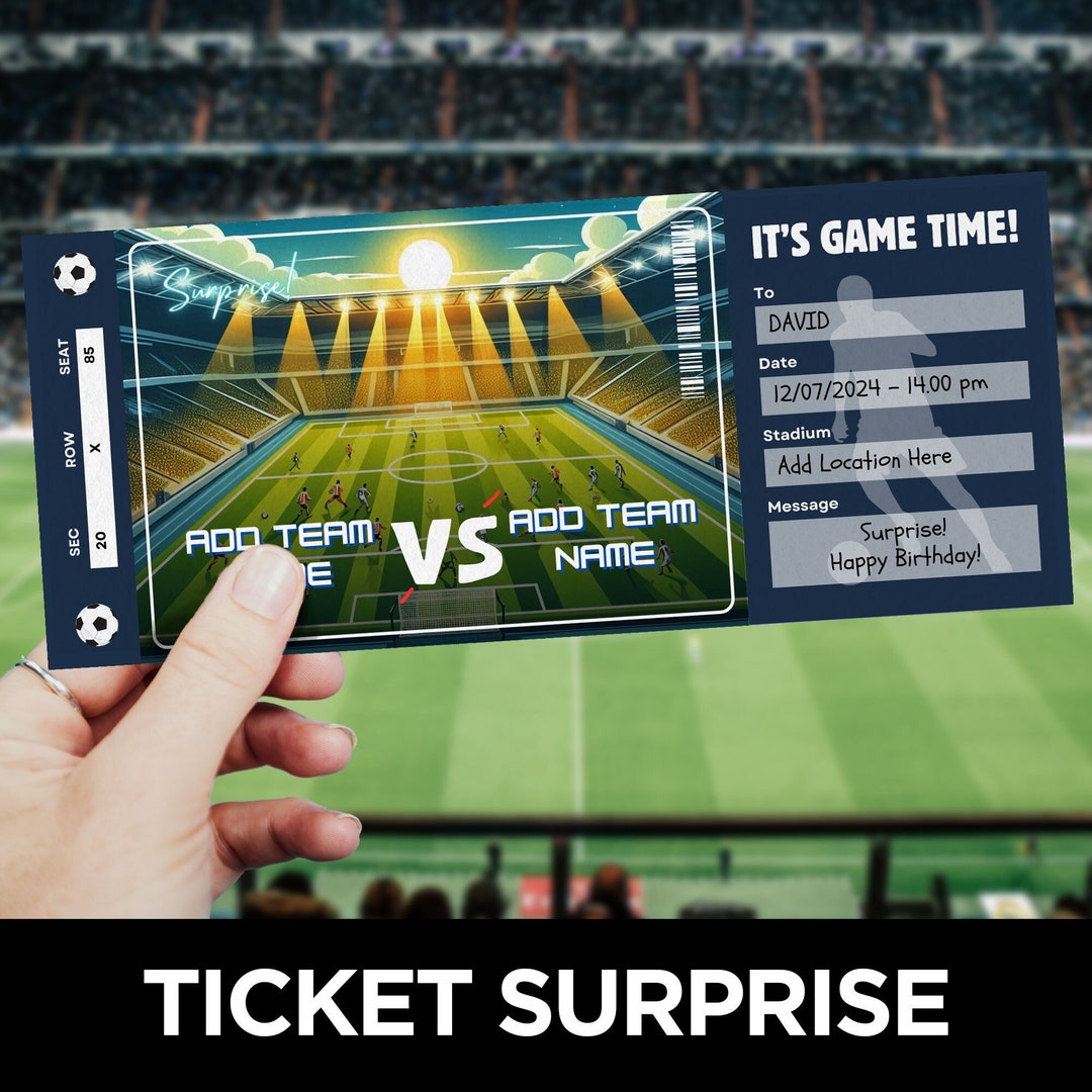 Soccer Game Ticket Template, Soccer Birthday Invitation, Football ...