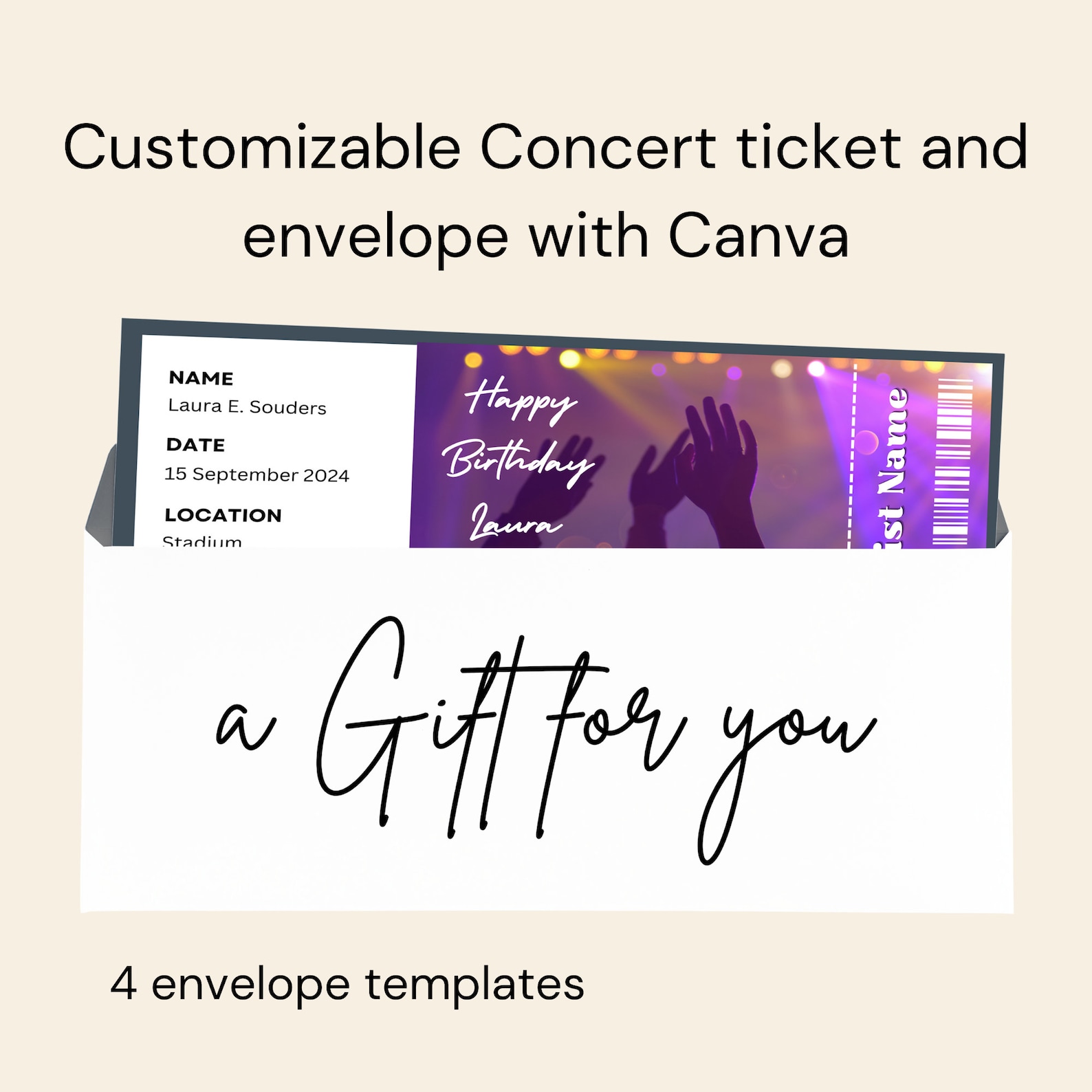 Concert Ticket Template, Event Ticket, Concert Tour Ticket, Live ...