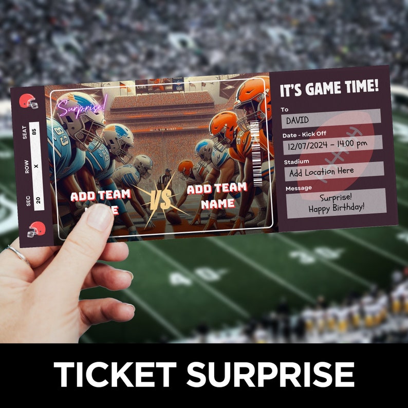 Nfl Ticket Template, Football Game Ticket, American Football Ticket ...