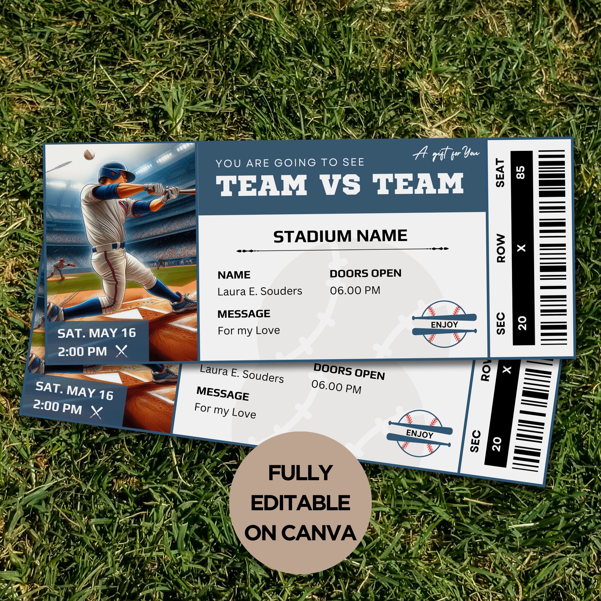 Baseball Ticket Template, Event Ticket, Baseball Invitation, Sports ...