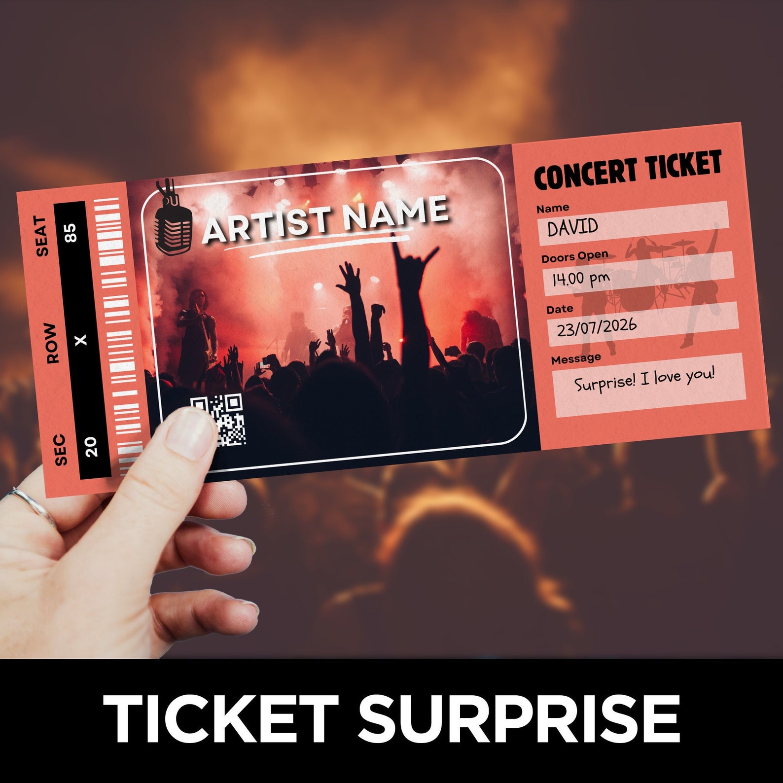 Concert Ticket Template, Printable Live Concert Tickets, Event Ticket ...