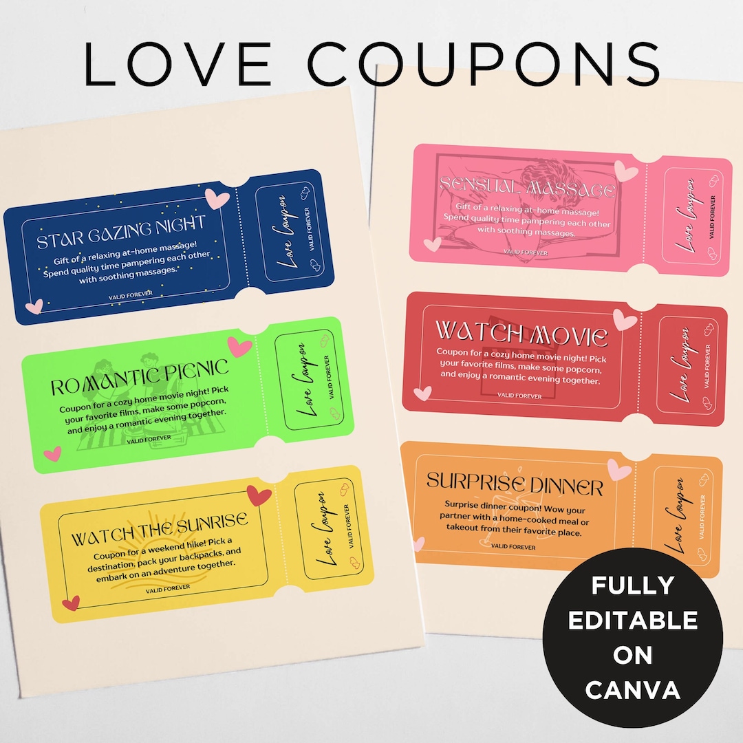 Love Coupons Template, Love Coupons for Him-her, Relationship Coupons ...