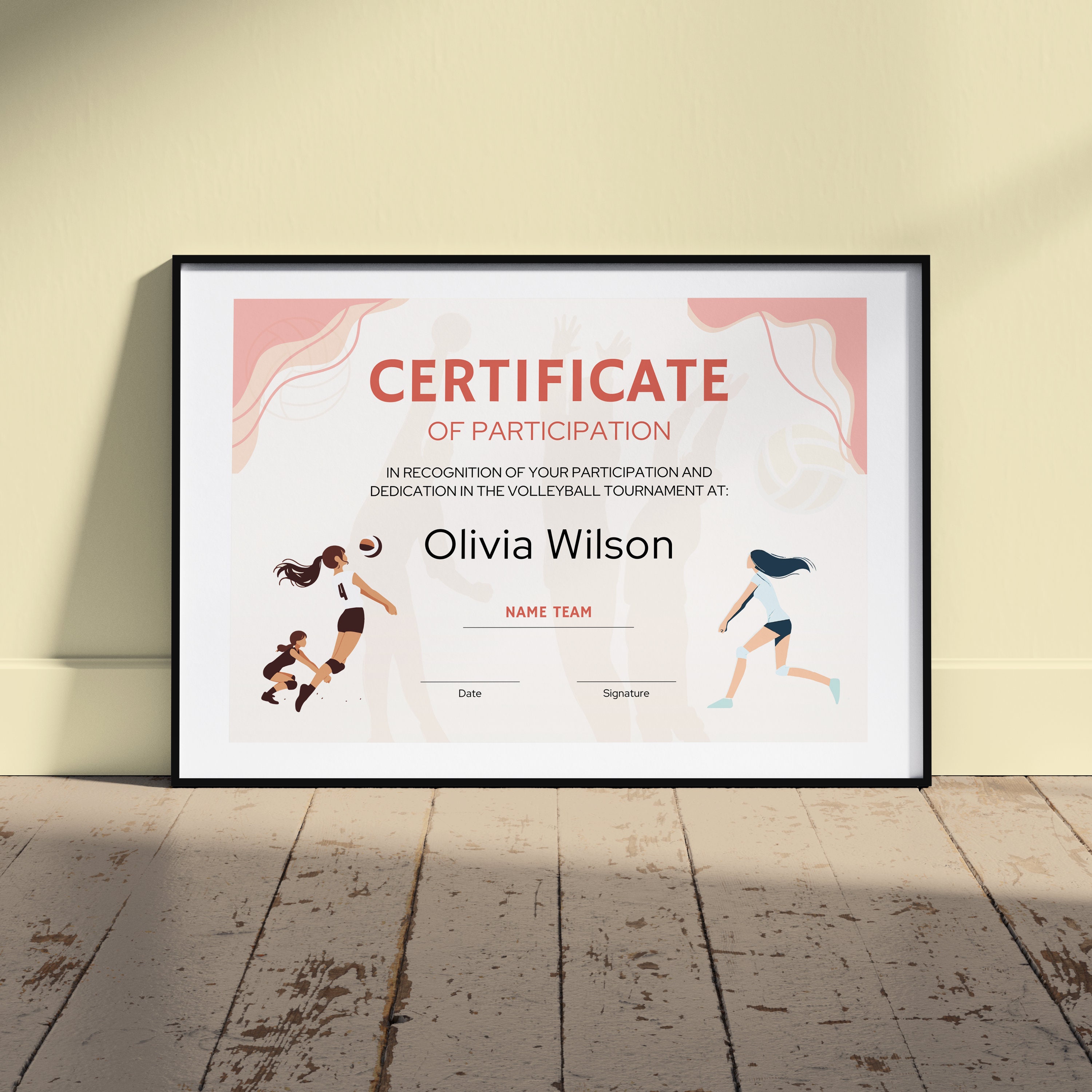 Editable Volleyball Award, Volleyball Certificate Template, Award ...