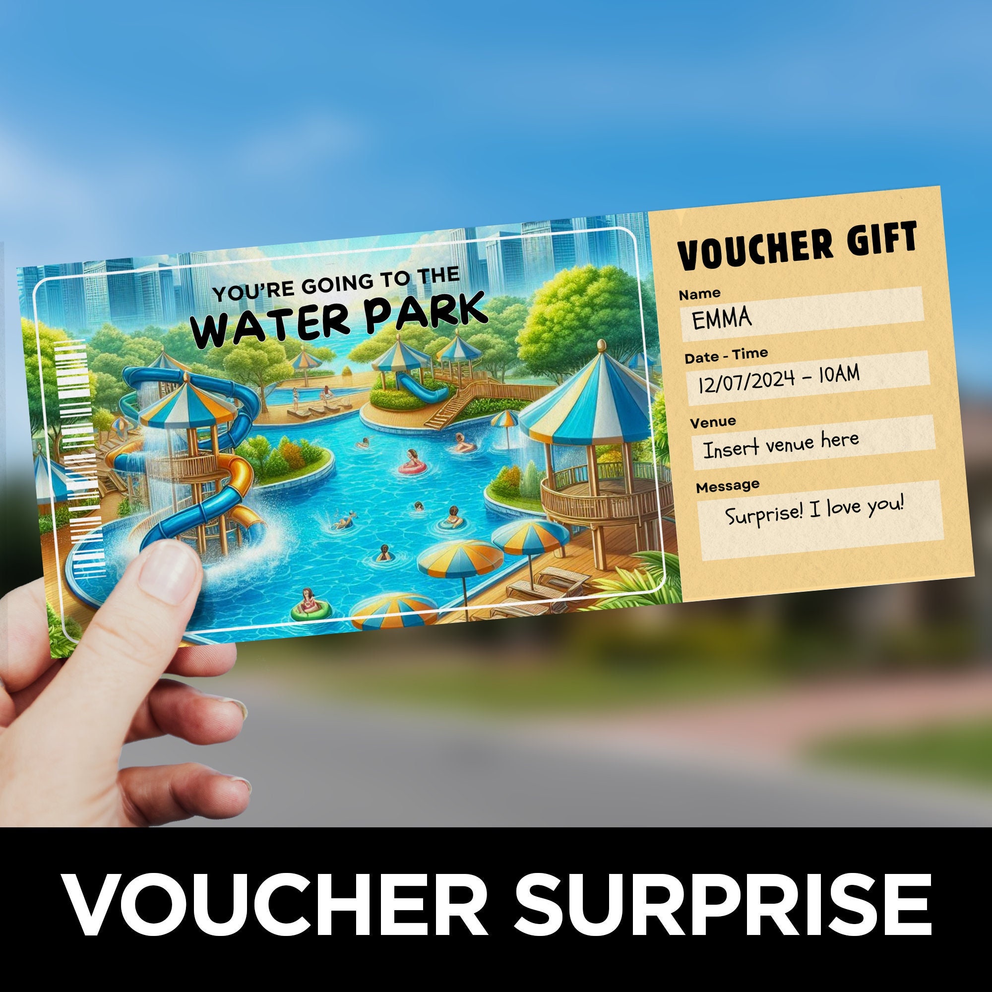 Waterpark Ticket Template, Amusement Park Tickets, Admission Ticket ...