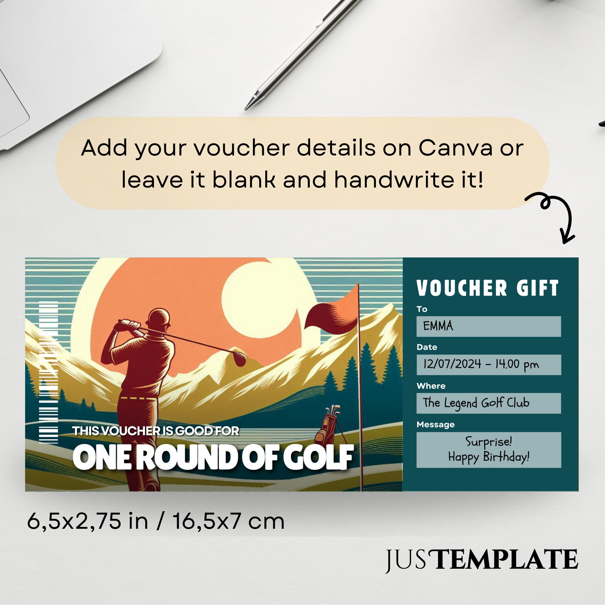 Golf Voucher Template, Golf Coupon, Golf Trip, Golf Gift Card, Sport ...