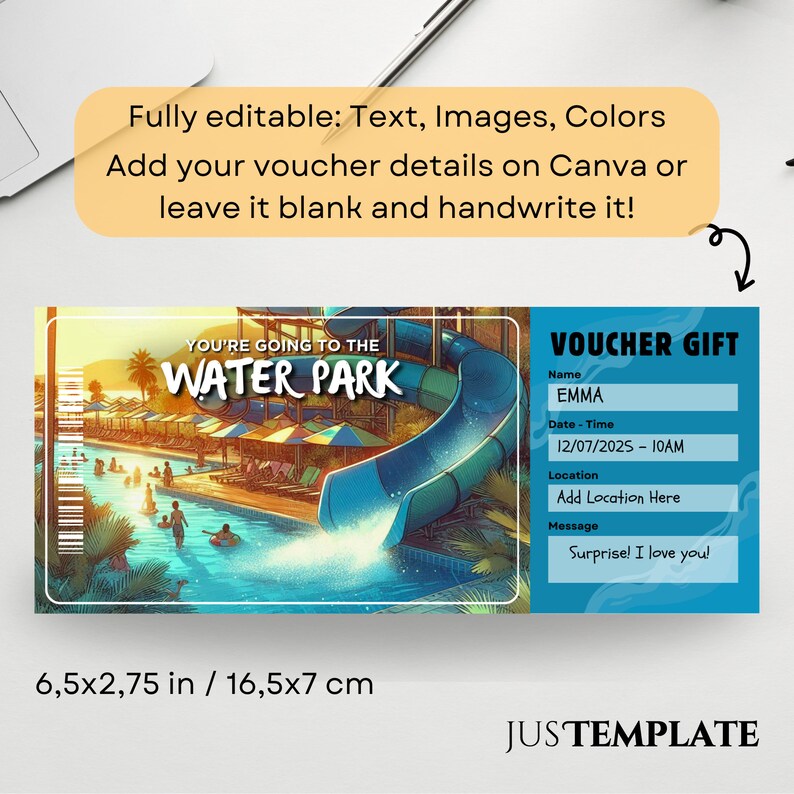 Water Park Ticket Template, Amusement Park Tickets, Admission Ticket ...