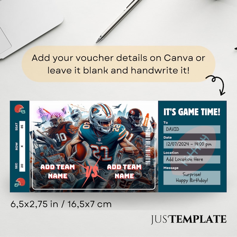 Nfl Ticket Template, Football Game Ticket, American Football Ticket ...