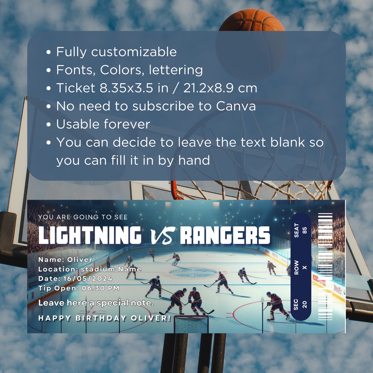 Hockey Invite, Hockey Tickets, Sports Event Ticket, Coupon Template ...