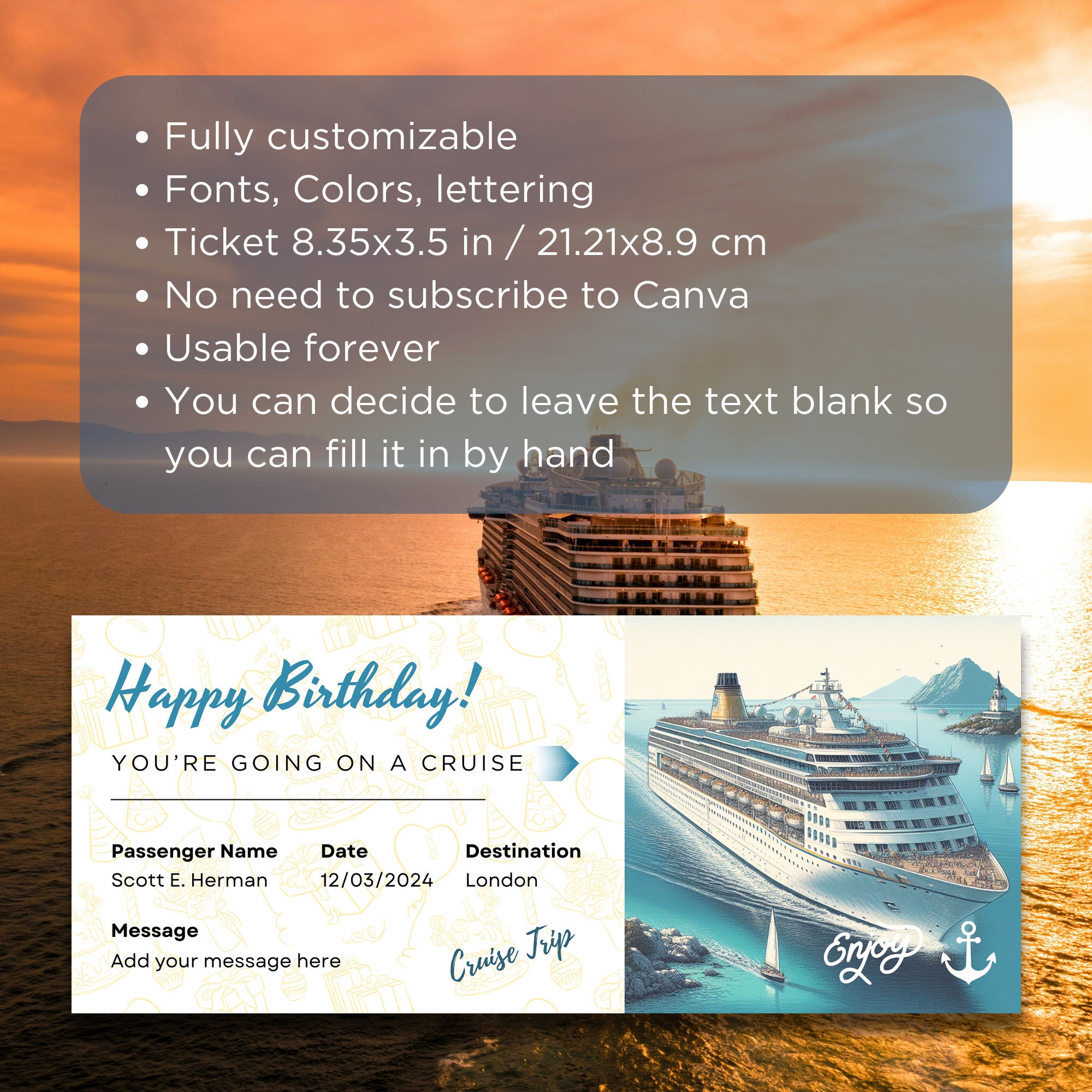 Cruise Ship Ticket, Boarding Pass, Travel Ticket, Boarding Ticket ...