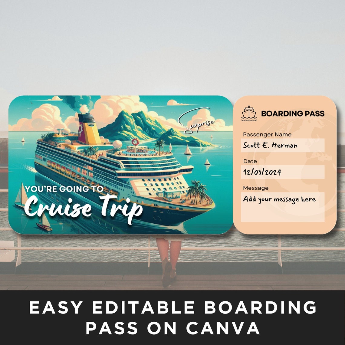 Cruise Ship Ticket, Boarding Pass, Travel Ticket, Boarding Ticket ...