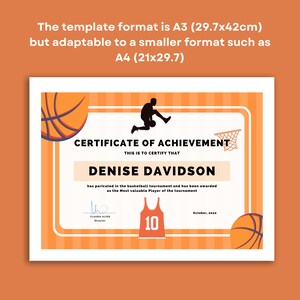 Editable Basketball Awards, Basketball Certificate, Award Certificates ...