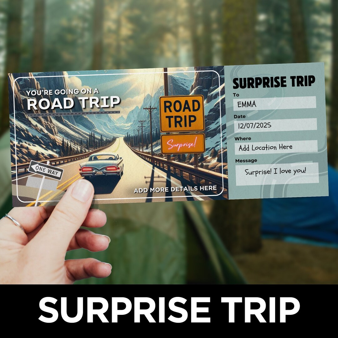 Road Trip Ticket Template, Travel Voucher Surprise, Experience Gifts ...