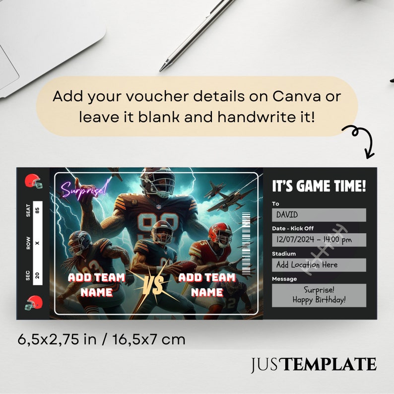 Nfl Ticket Template, Football Game Ticket, American Football Ticket ...
