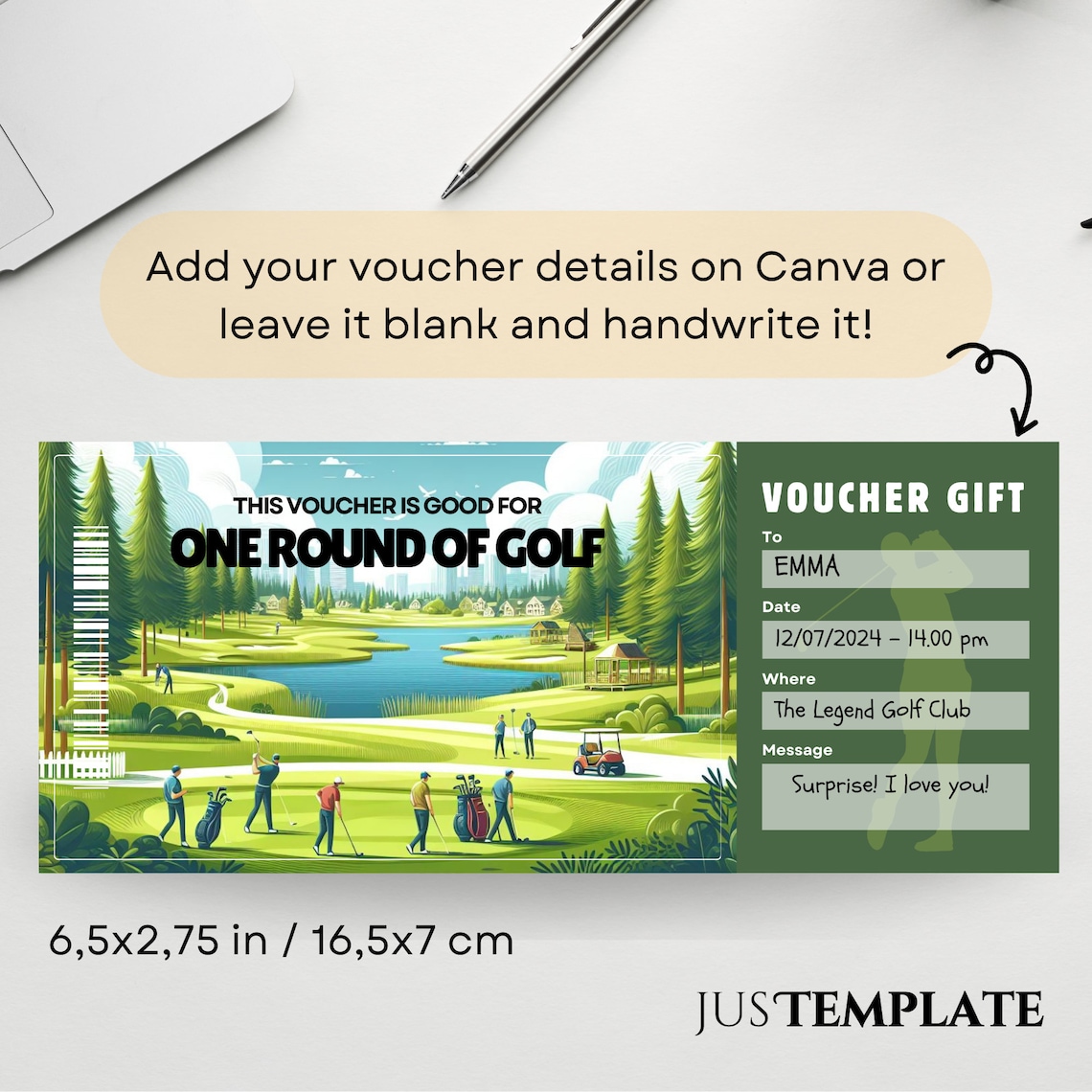 Golf Voucher Template, Golf Voucher, Golf Trip, Golf Gift Card, Sport ...