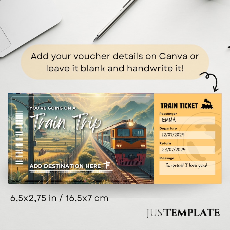 Train Ticket Template, Editable Boarding Pass, Train Ticket Download ...