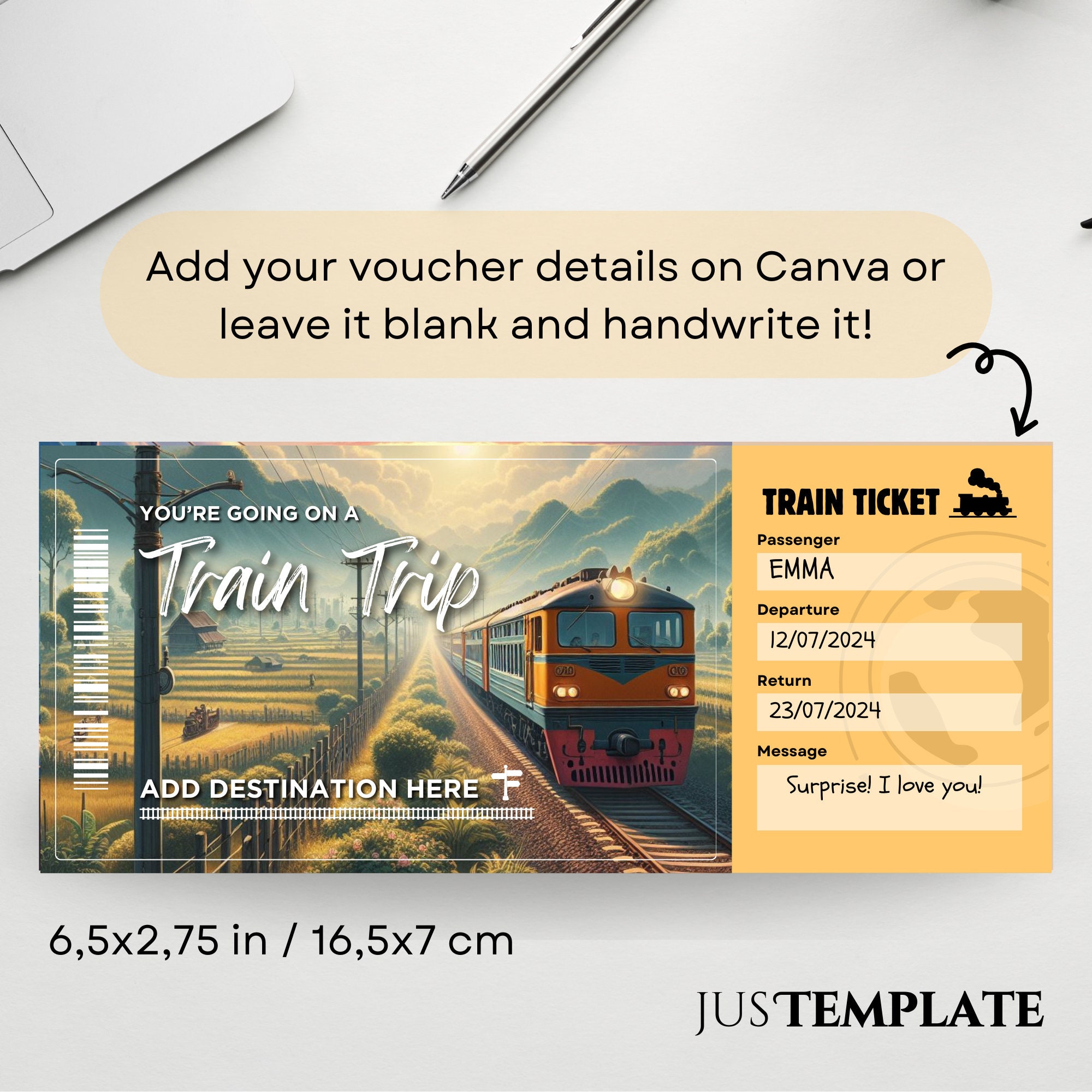 Train Ticket Template, Editable Boarding Pass, Train Ticket Download ...