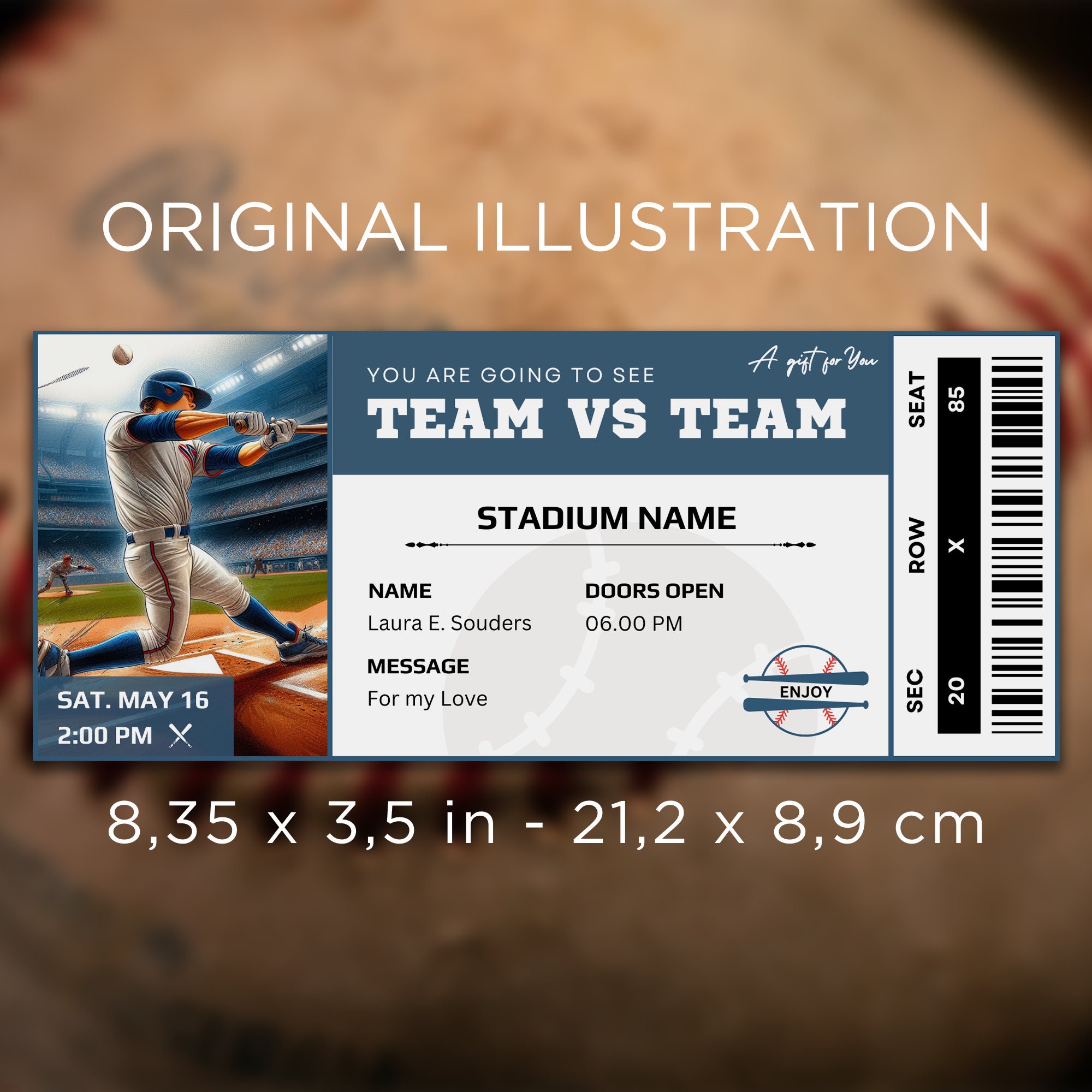 Baseball Ticket Template, Event Ticket, Baseball Invitation, Sports ...