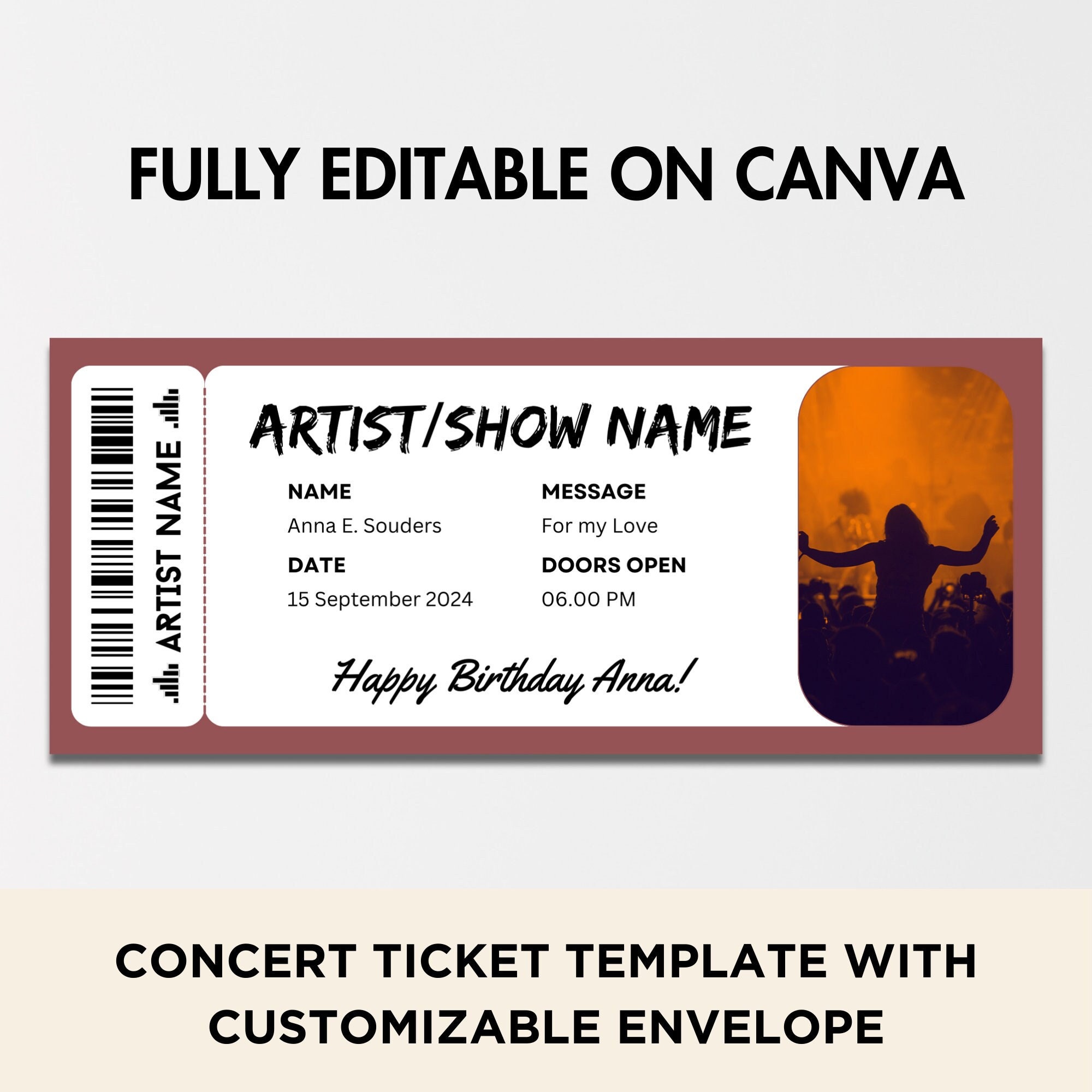 Concert Ticket Template, Concert Tour Ticket, Live Concert Tickets ...