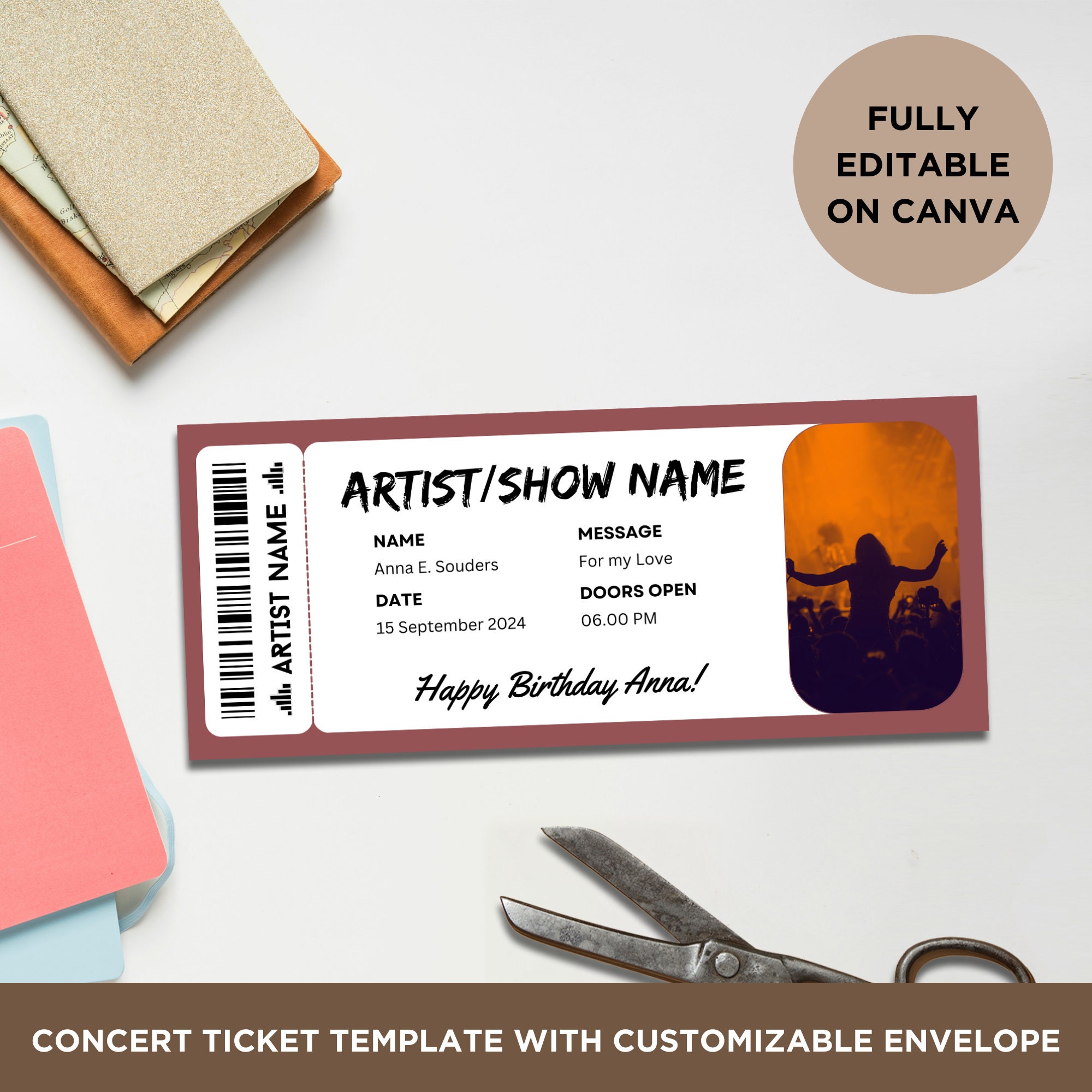 Concert Ticket Template, Concert Tour Ticket, Live Concert Tickets ...
