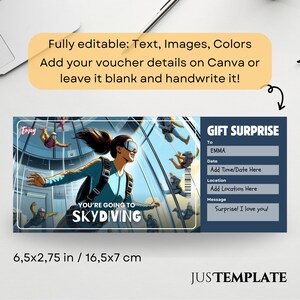 Indoor Skydiving Ticket, Parachute Jump Coupon, Printable Indoor ...