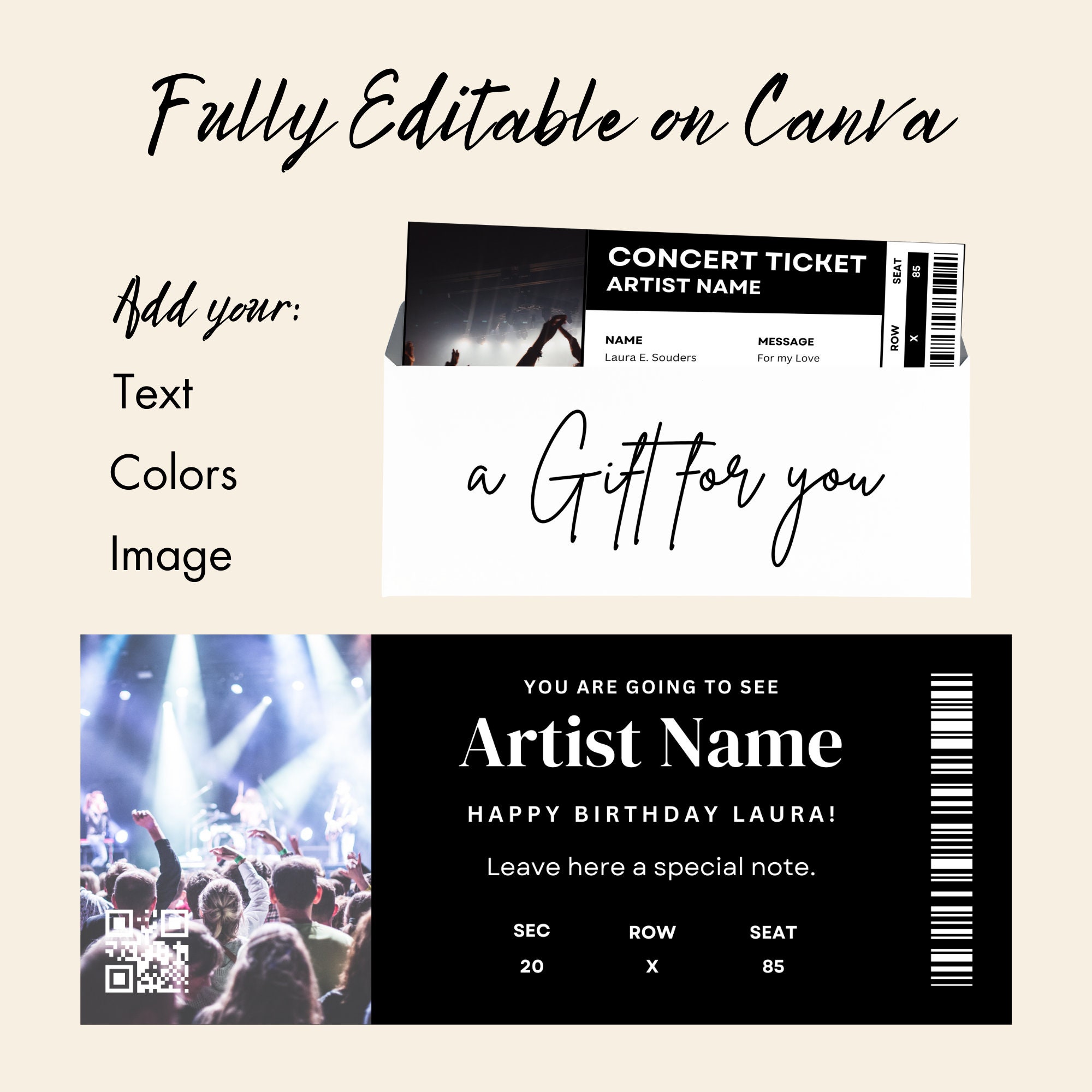 Concert Ticket Template, Concert Tour Ticket, Live Concert Tickets ...