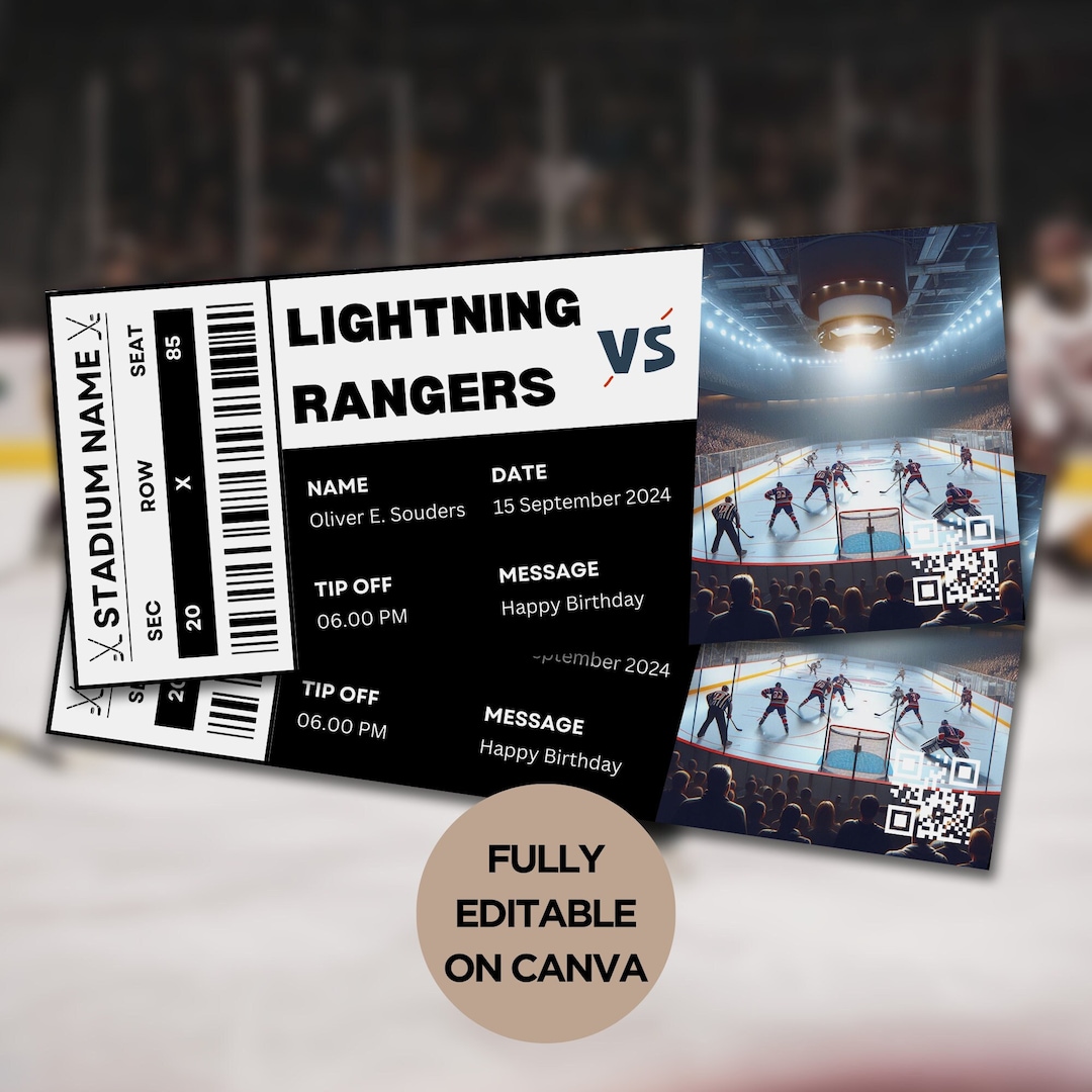 Hockey Invite, Hockey Tickets, Sports Event Ticket, Coupon Template ...