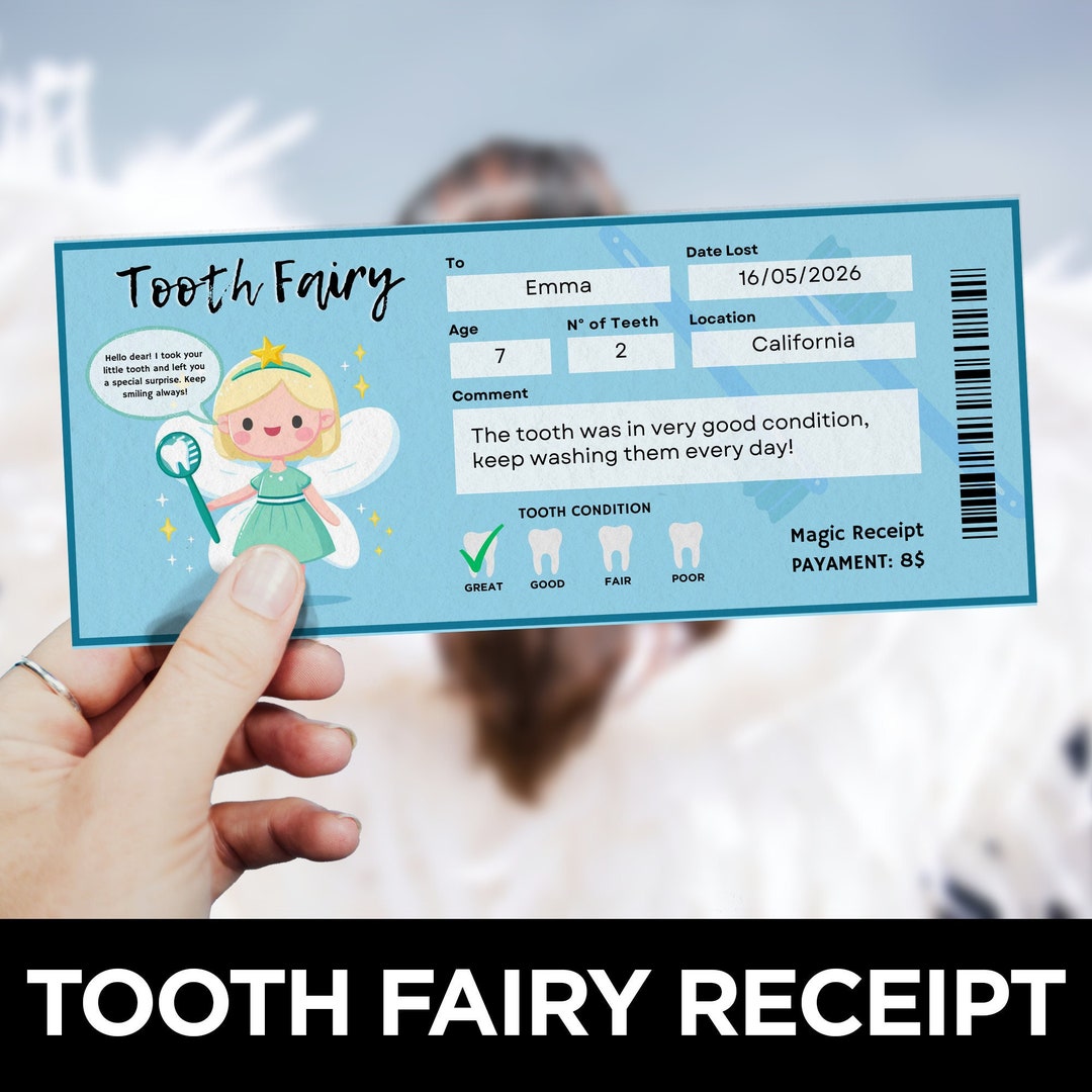 Modelo de recibo da fada do dente, modelo de recibo para impressão ...