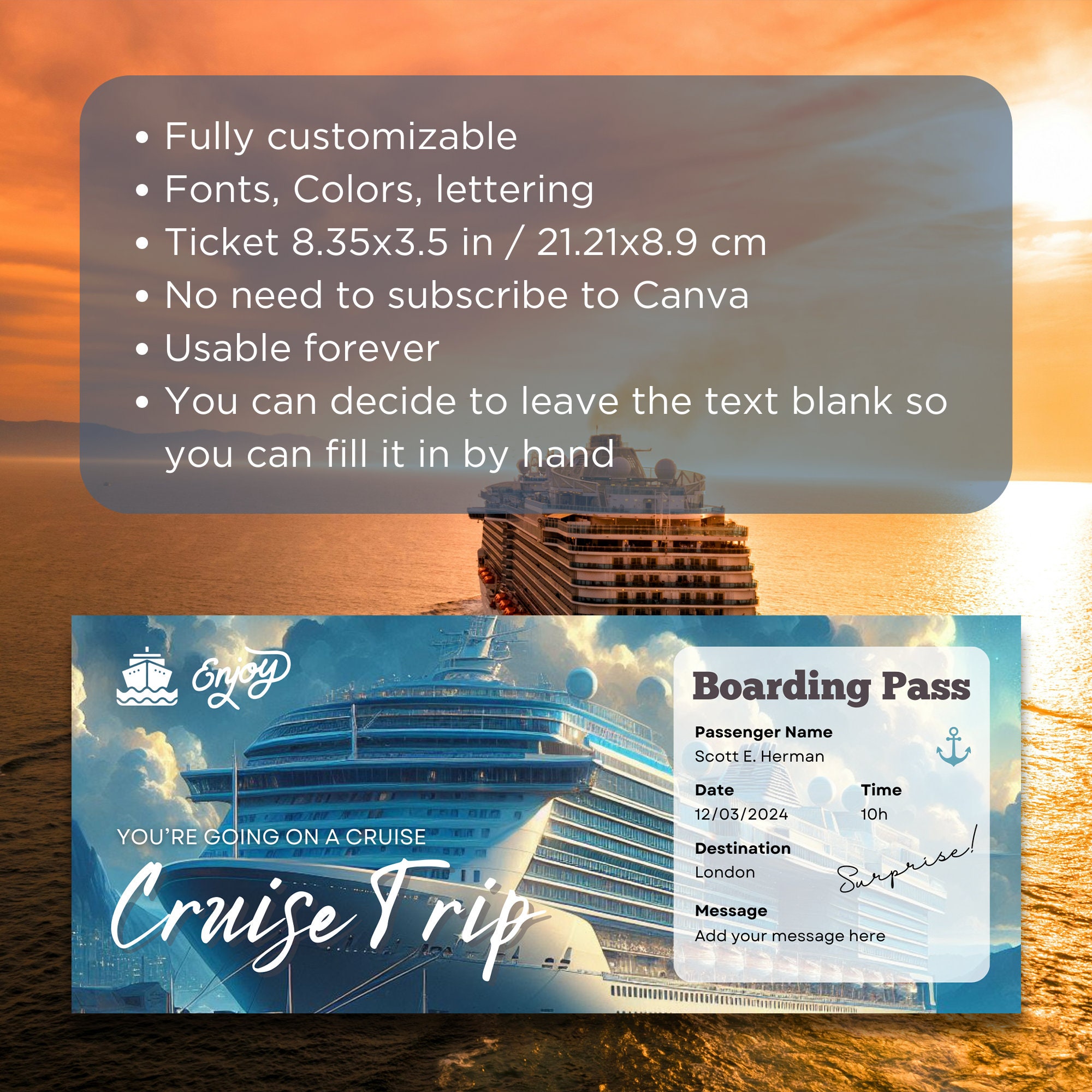 Cruise Ship Ticket, Boarding Pass, Travel Ticket, Boarding Ticket ...