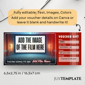 Movie Ticket Template, Printable Movie Coupon, Cinema Tickets, Movie ...