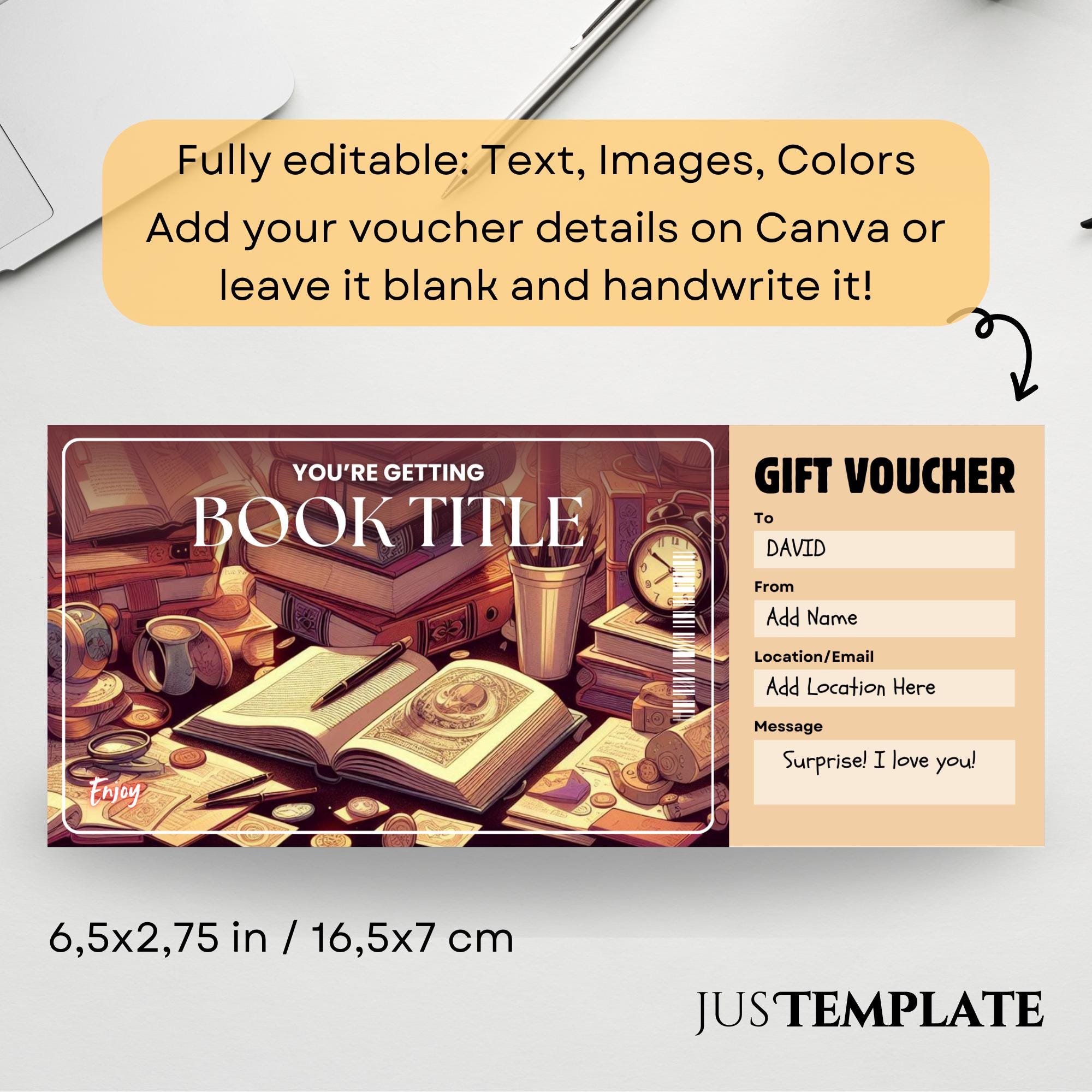Book Voucher Template, Printable Books Coupon, Books Gift Certificate ...