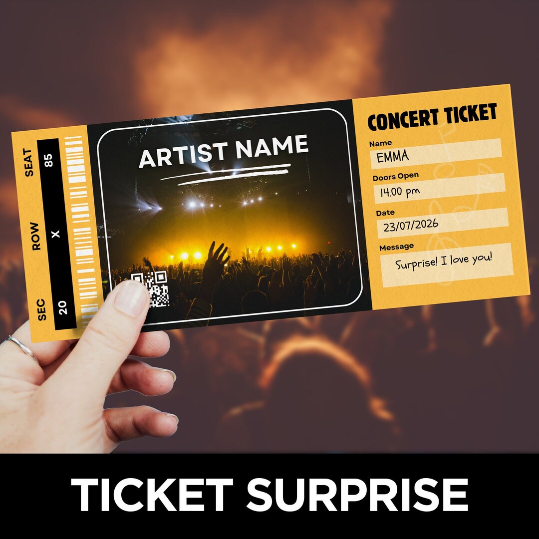 Concert Ticket Template, Printable Live Concert Tickets, Event Ticket ...