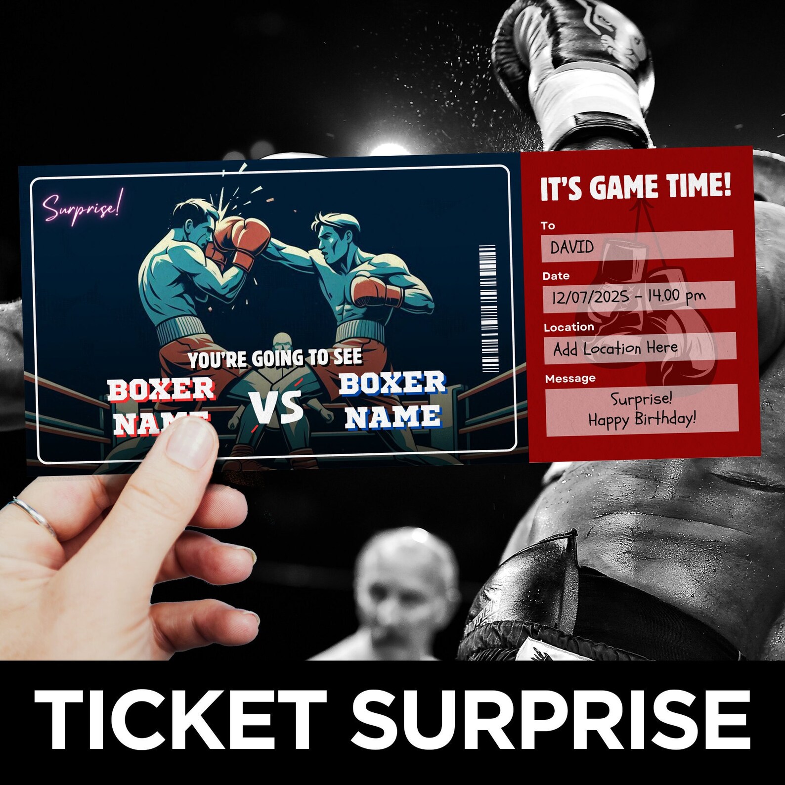 Boxing Ticket Template, Boxing Match Invite, Sports Event Ticket, Boxe ...