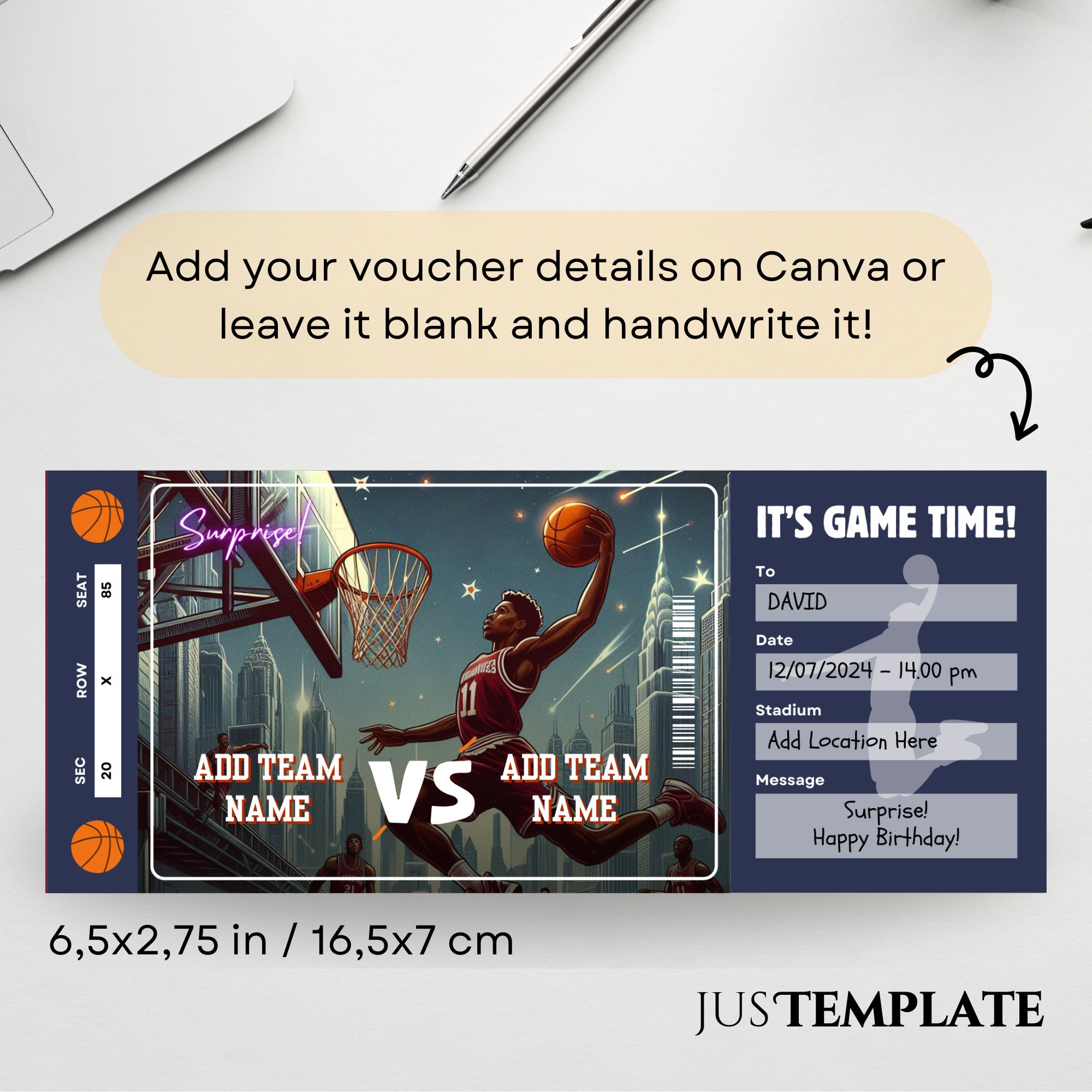 Basketball Game Ticket Template, Basketball Birthday Invitation, NBA ...