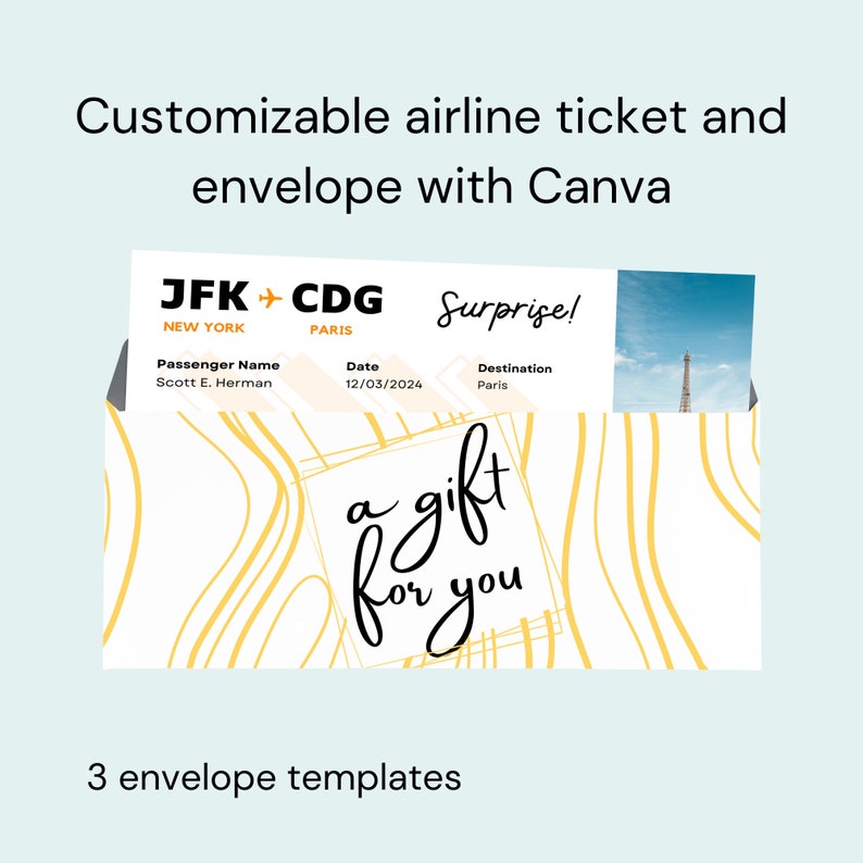 Boarding Pass Ticket Template, Editable Plane Ticket Template, Airline ...