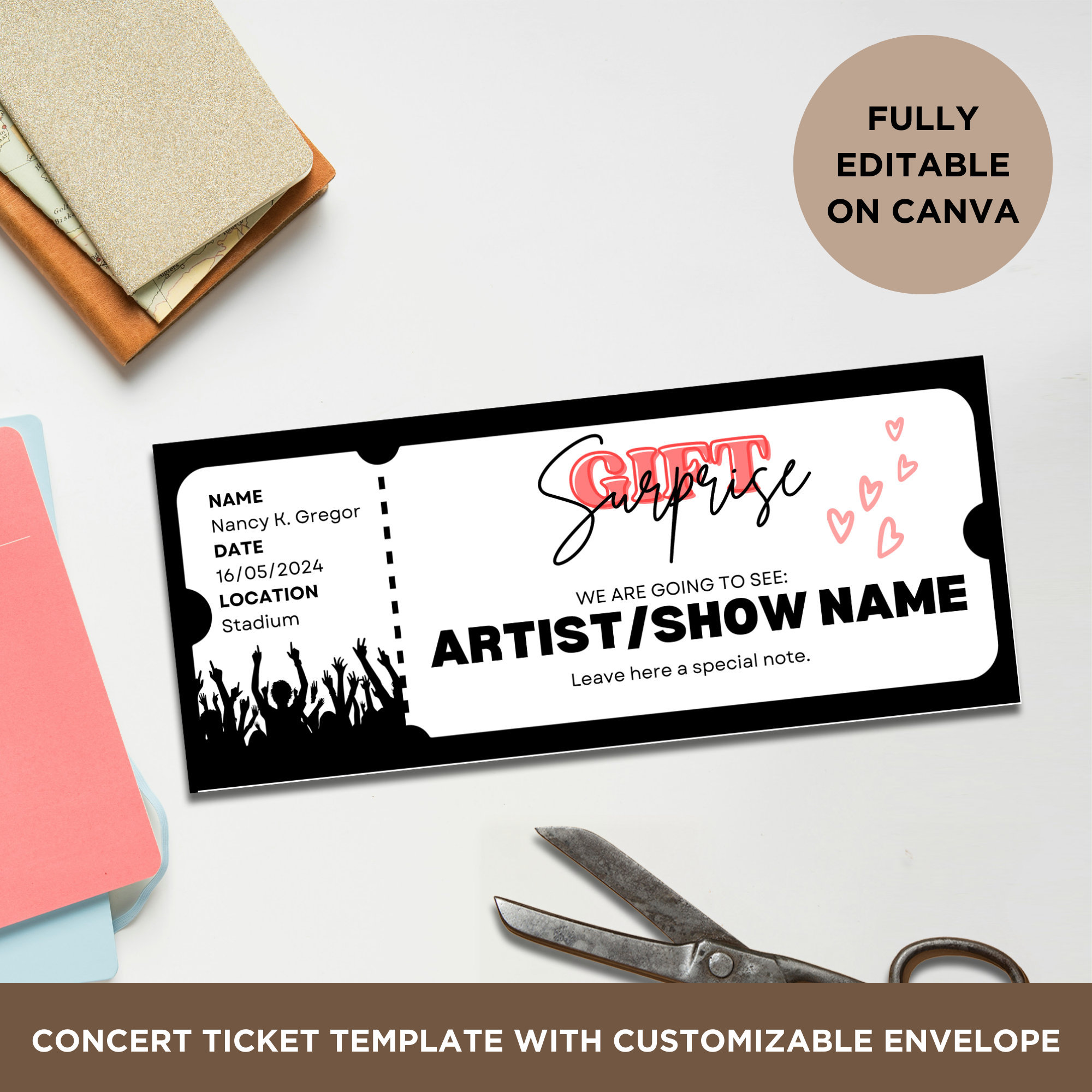 Concert Ticket Template, Event Ticket, Concert Tour Ticket, Live ...