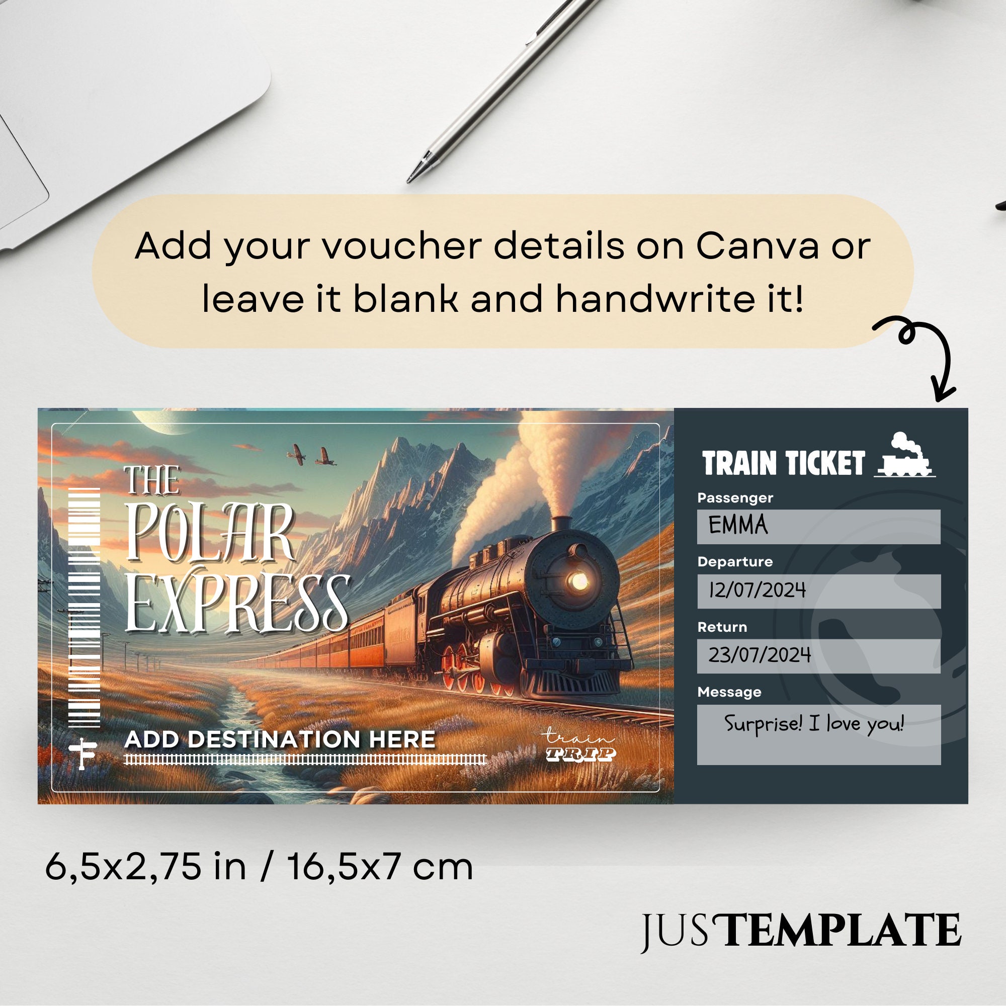 Train Ticket Template, Editable Boarding Pass, Train Ticket Download ...