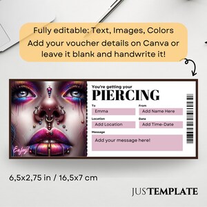 Ears Pierced Voucher Template, Editable Piercing Gift Certificate, Gift ...