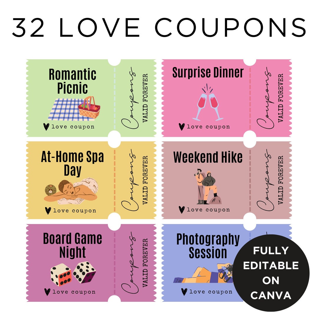 Love Coupons Template, Love Coupons for Him-her, Relationship Coupons ...