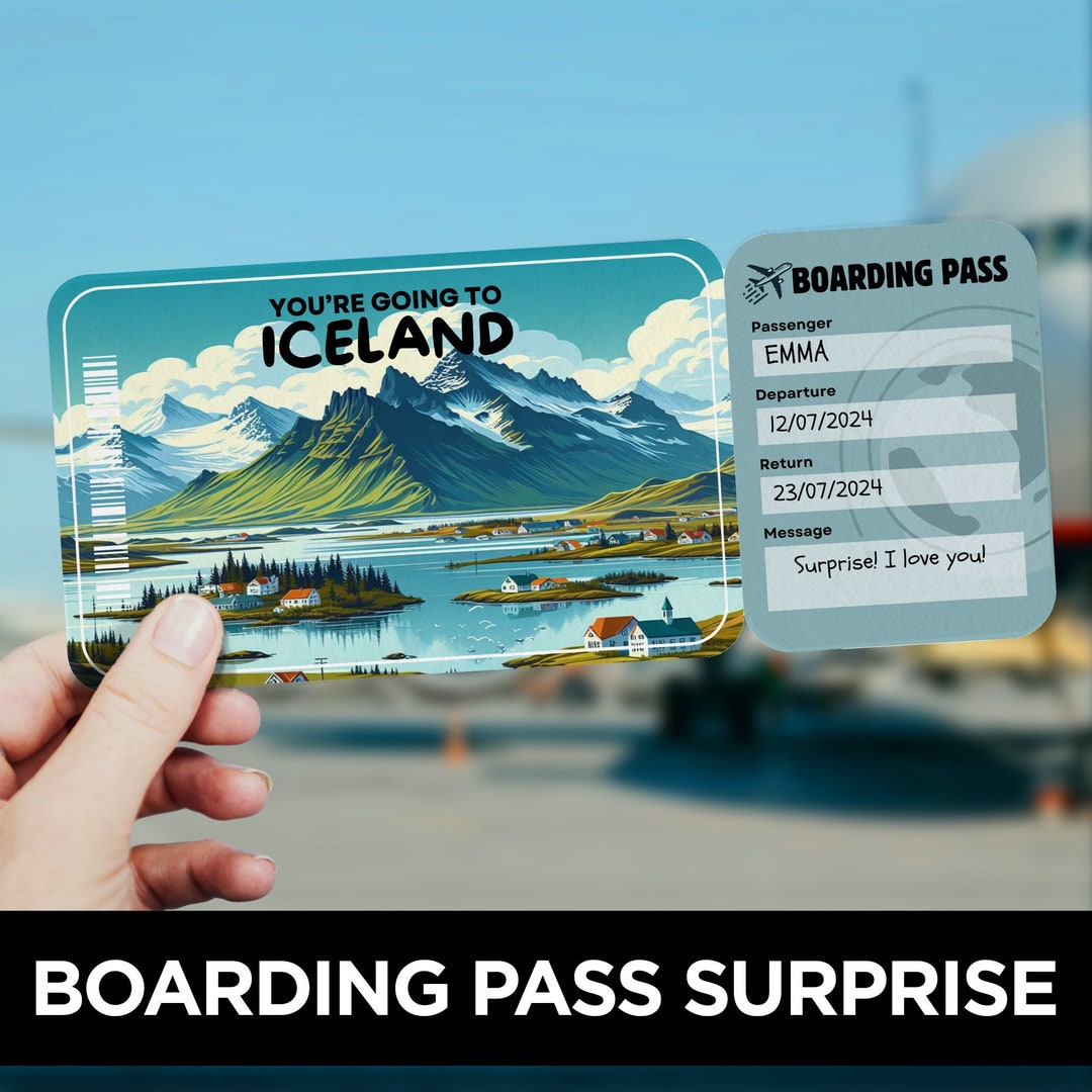 Iceland Trip Surprise, Plane Ticket Template, Boarding Pass Ticket ...