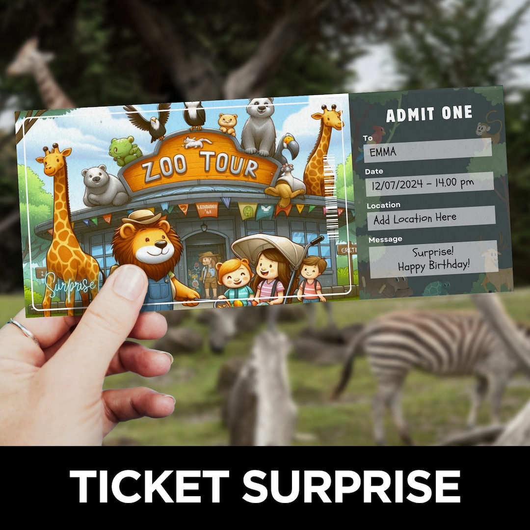 Zoo Ticket Template, Printable Event Ticket, Safari Park, Gift Voucher ...